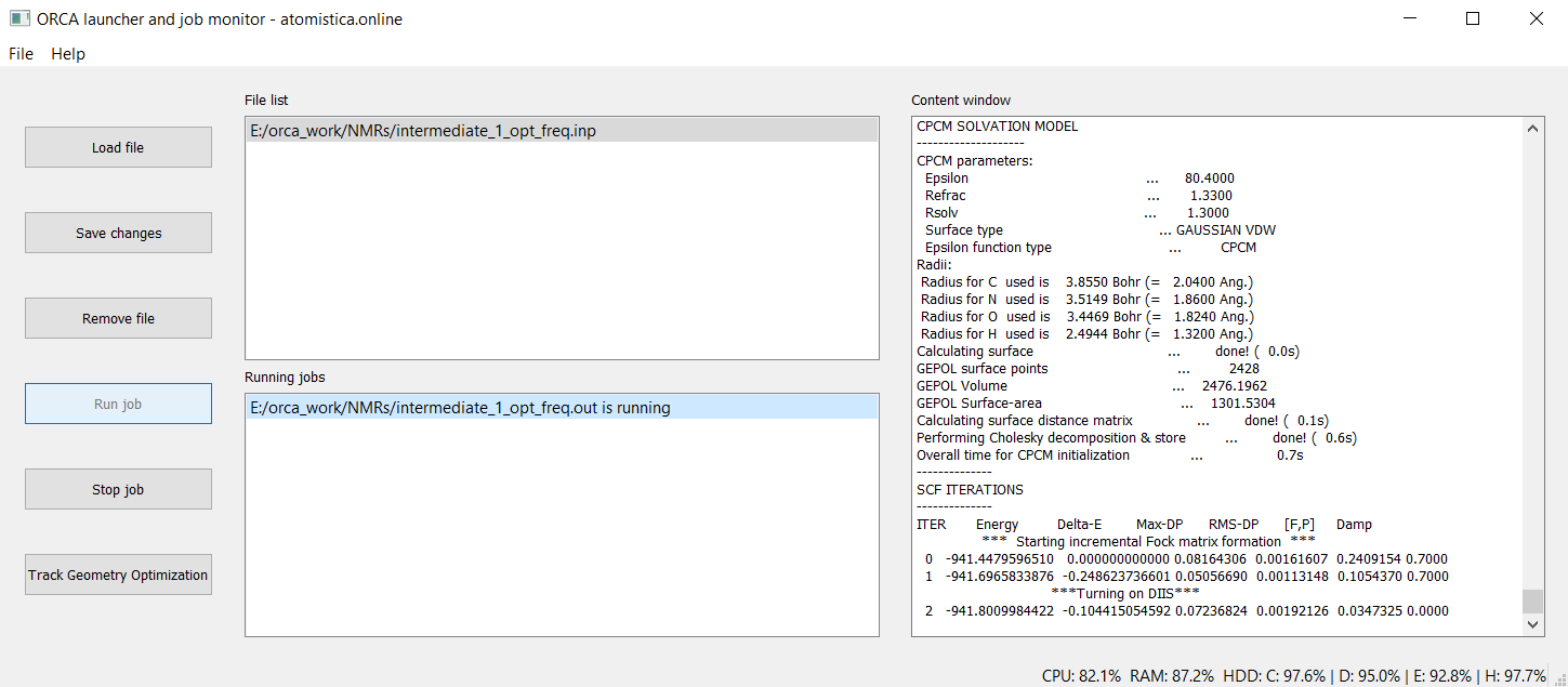 ORCA job launcher and monitoring app - atomistica.online